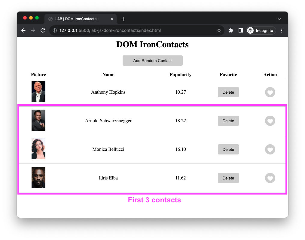 GitHub - ironhack-labs/lab-dom-ironcontacts